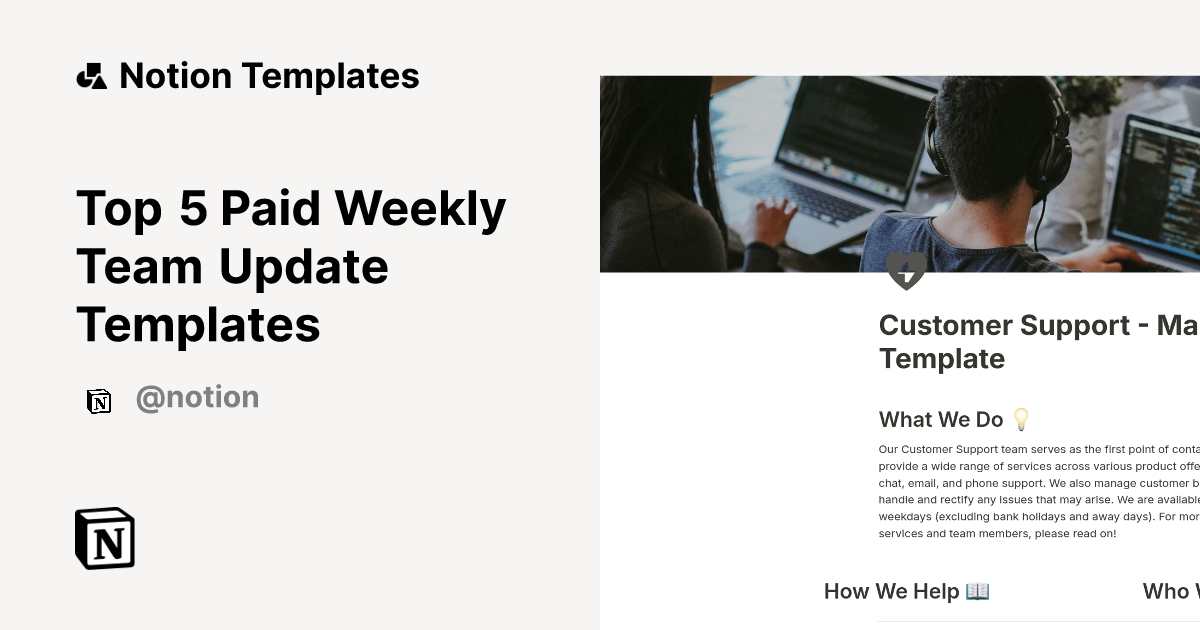 Top 5 Paid Weekly Team Update Templates | Notion Template Marketplace