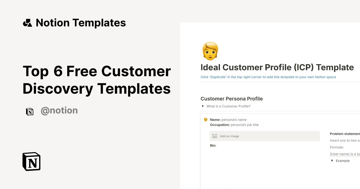 Top 6 Free Customer Discovery Templates Notion Template Marketplace