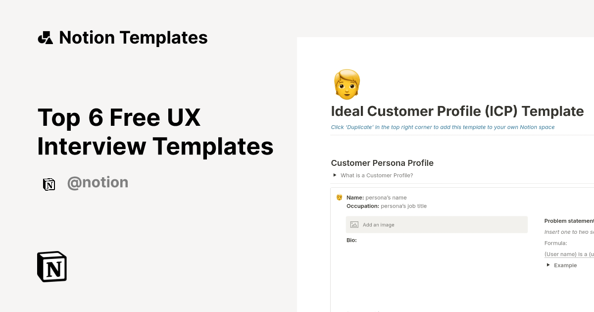 Top 6 Free UX Interview Templates | Notion Template Marketplace