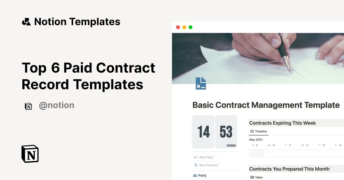 Top 6 Paid Contract Record Templates | Notion Template Marketplace