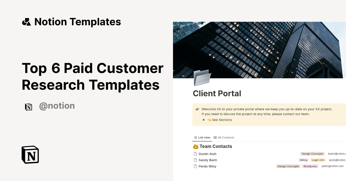 Top 6 Paid Customer Research Templates | Notion Template Marketplace