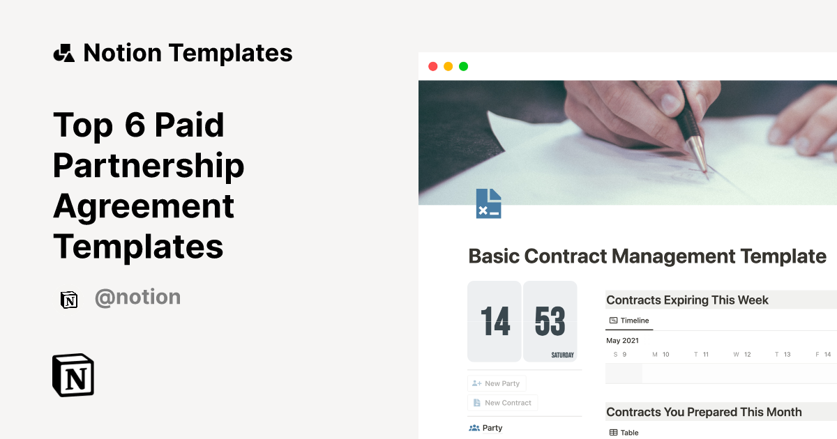 Top 6 Paid Partnership Agreement Templates | Notion Template Marketplace