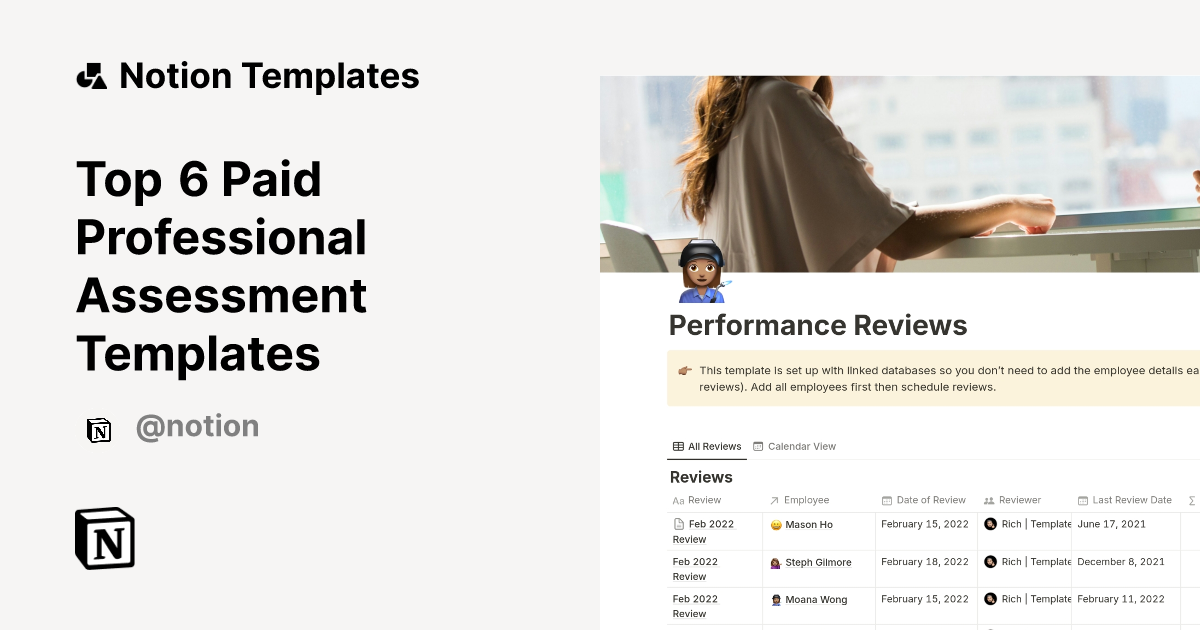Top 6 Paid Professional Assessment Templates | Notion Template Marketplace