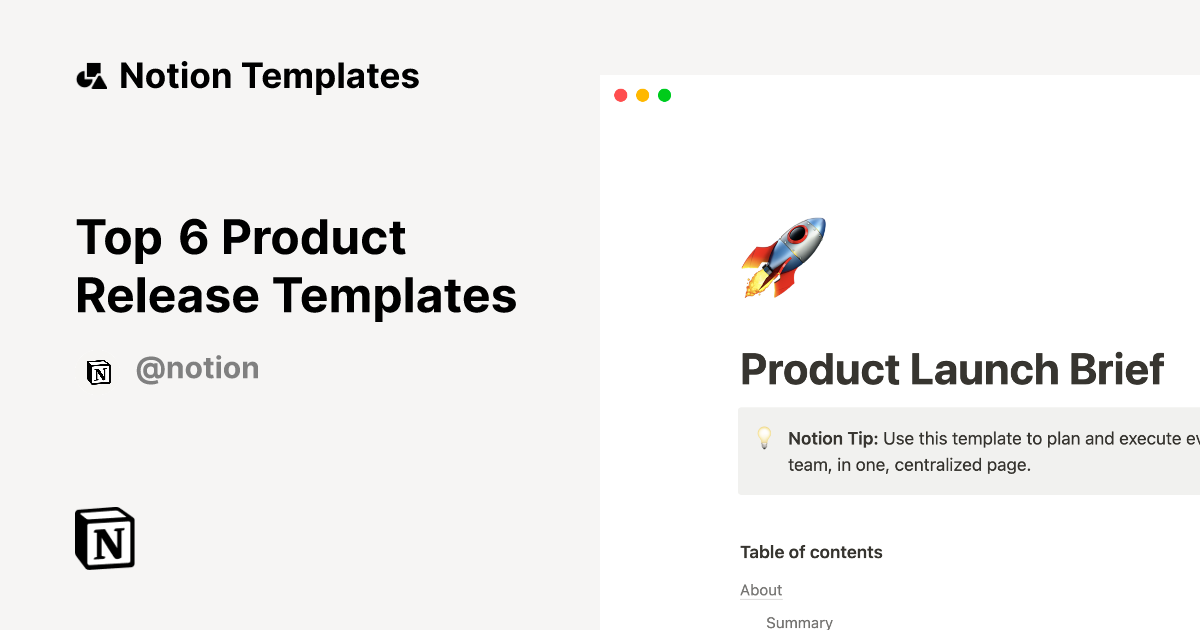 Top 6 Product Release Templates | Notion Template Marketplace