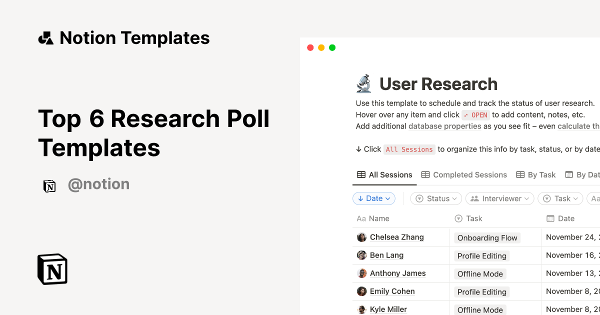 Top 6 Research Poll Templates | Notion Template Marketplace