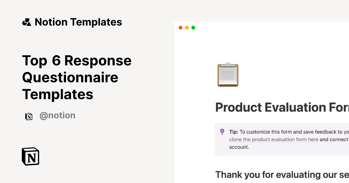 Top 6 Response Questionnaire Templates | Notion Template Marketplace