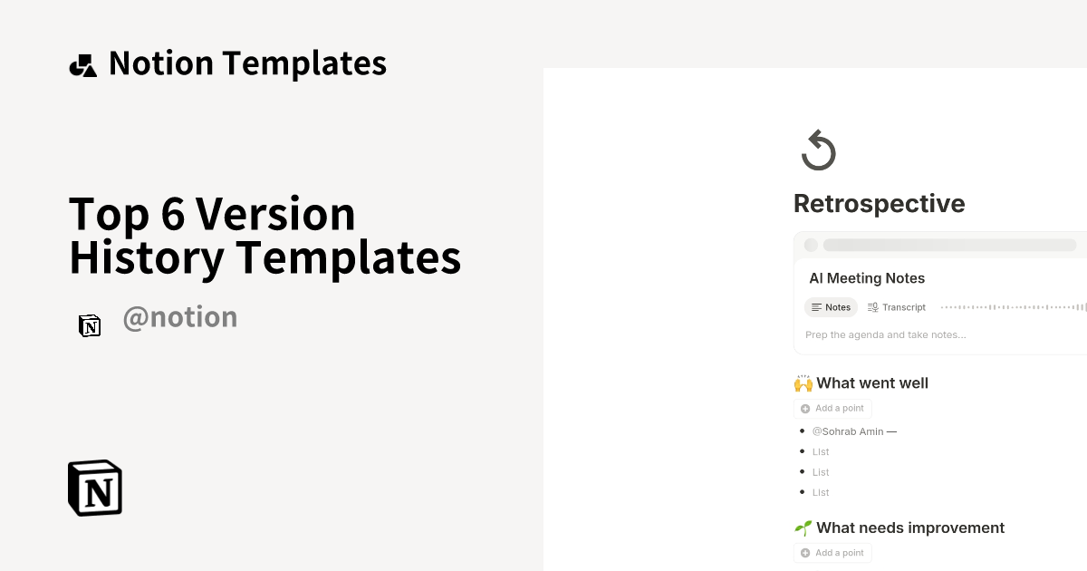 Top 6 Version History Templates | Notion Template Marketplace