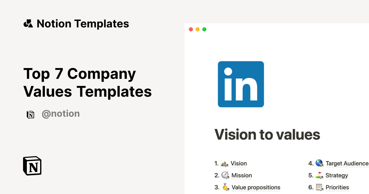 Top 7 Company Values Templates | Notion Template Marketplace