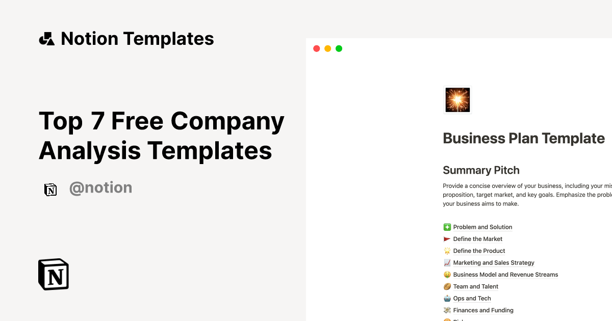 Top 7 Free Company Analysis Templates | Notion Template Marketplace