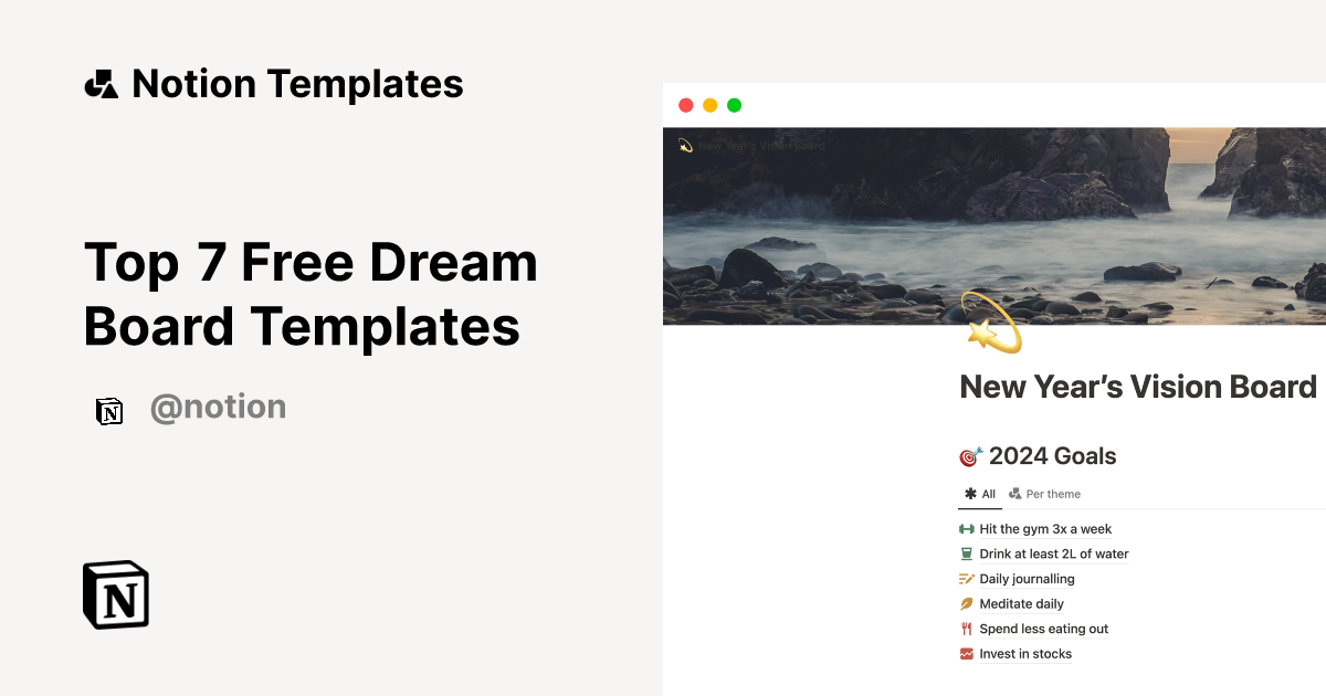 Top 7 Free Dream Board Templates | Notion Template Marketplace