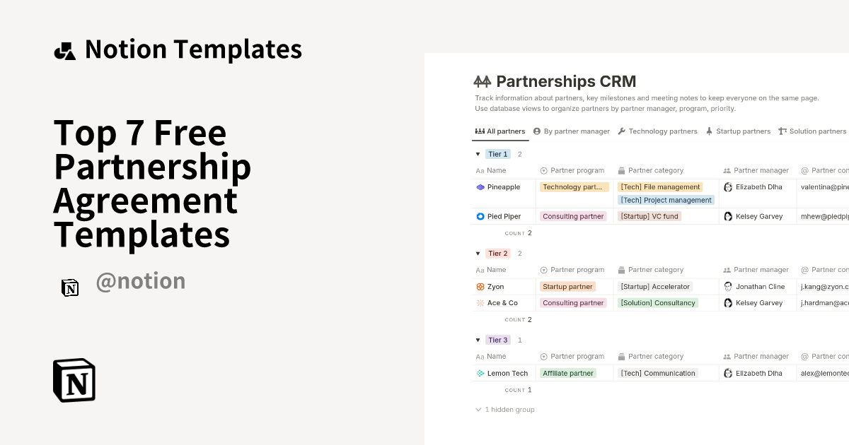 Top 7 Free Partnership Agreement Templates | Notion Template Marketplace