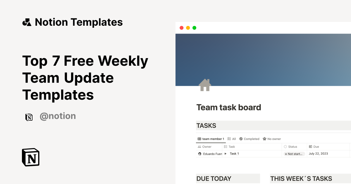 Top 7 Free Weekly Team Update Templates | Notion Template Marketplace