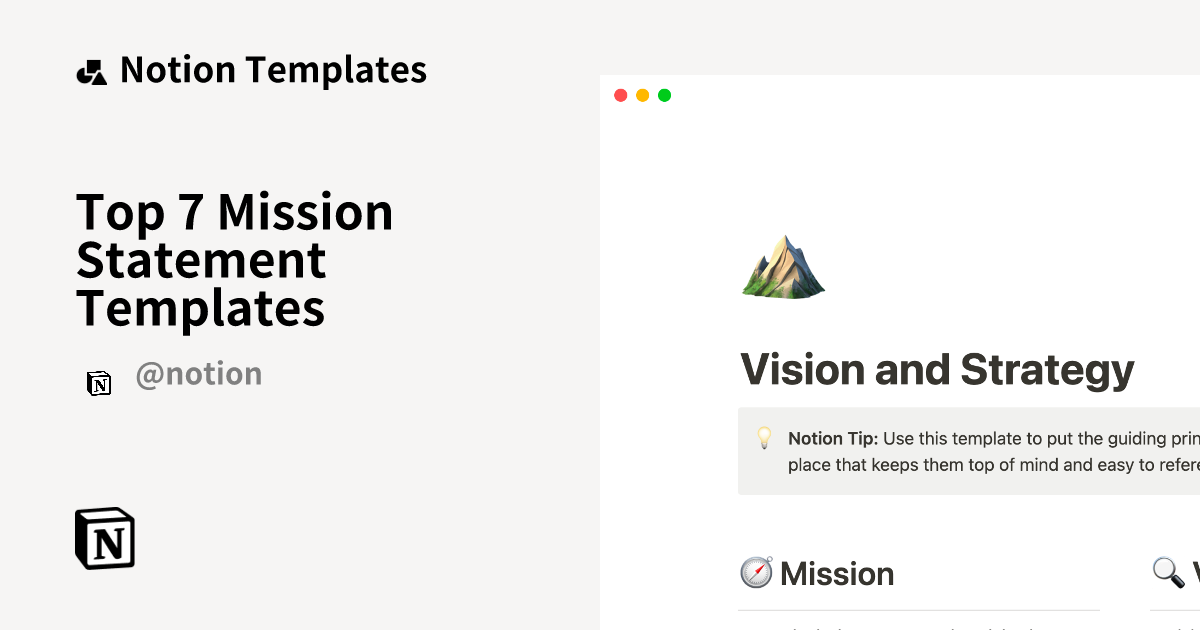 Top 7 Mission Statement Templates | Notion Template Marketplace