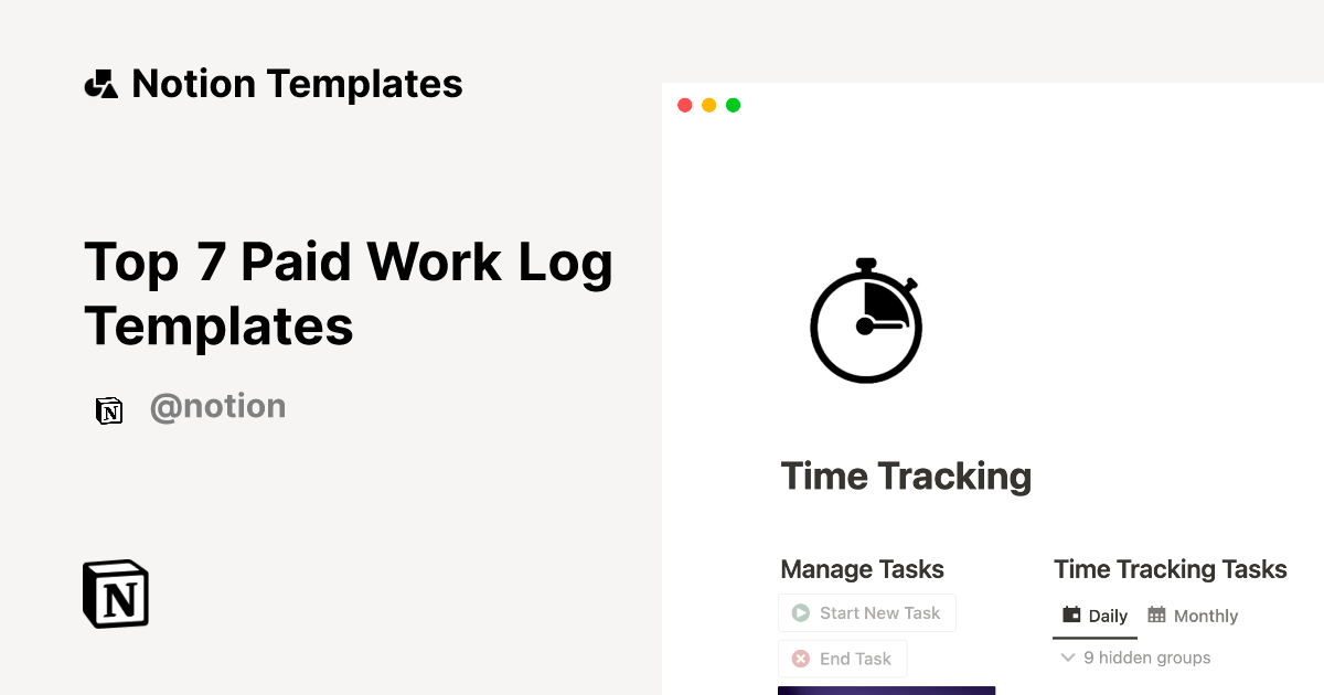Top 7 Paid Work Log Templates | Notion Template Marketplace
