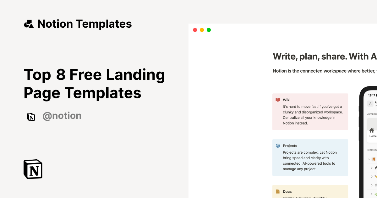 Top 8 Free Landing Page Templates | Notion Template Marketplace