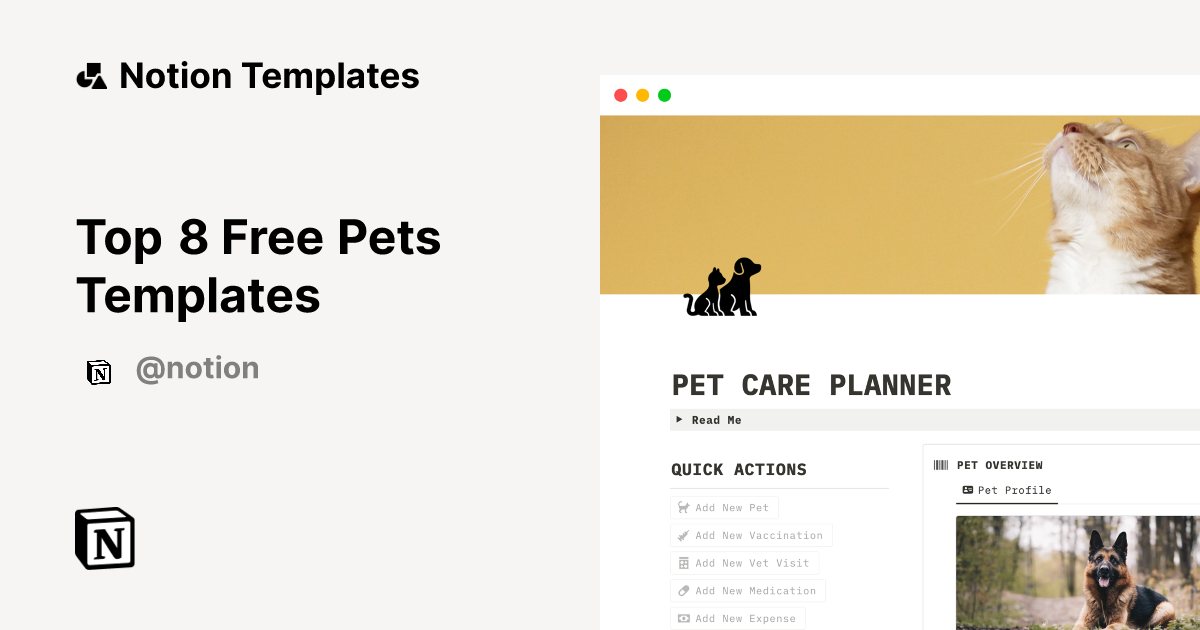 Top 8 Free Pets Templates | Notion Template Marketplace