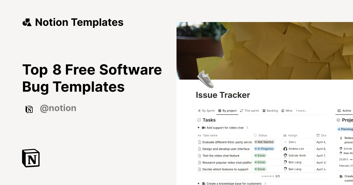Top 8 Free Software Bug Templates | Notion Template Marketplace
