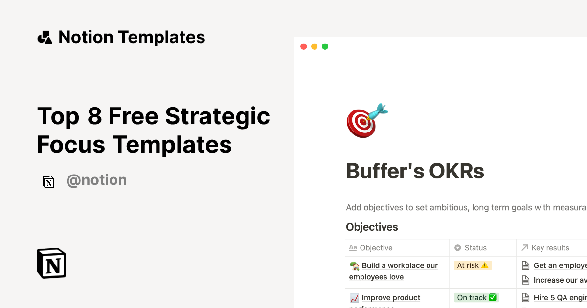 Top 8 Free Strategic Focus Templates | Notion Template Marketplace