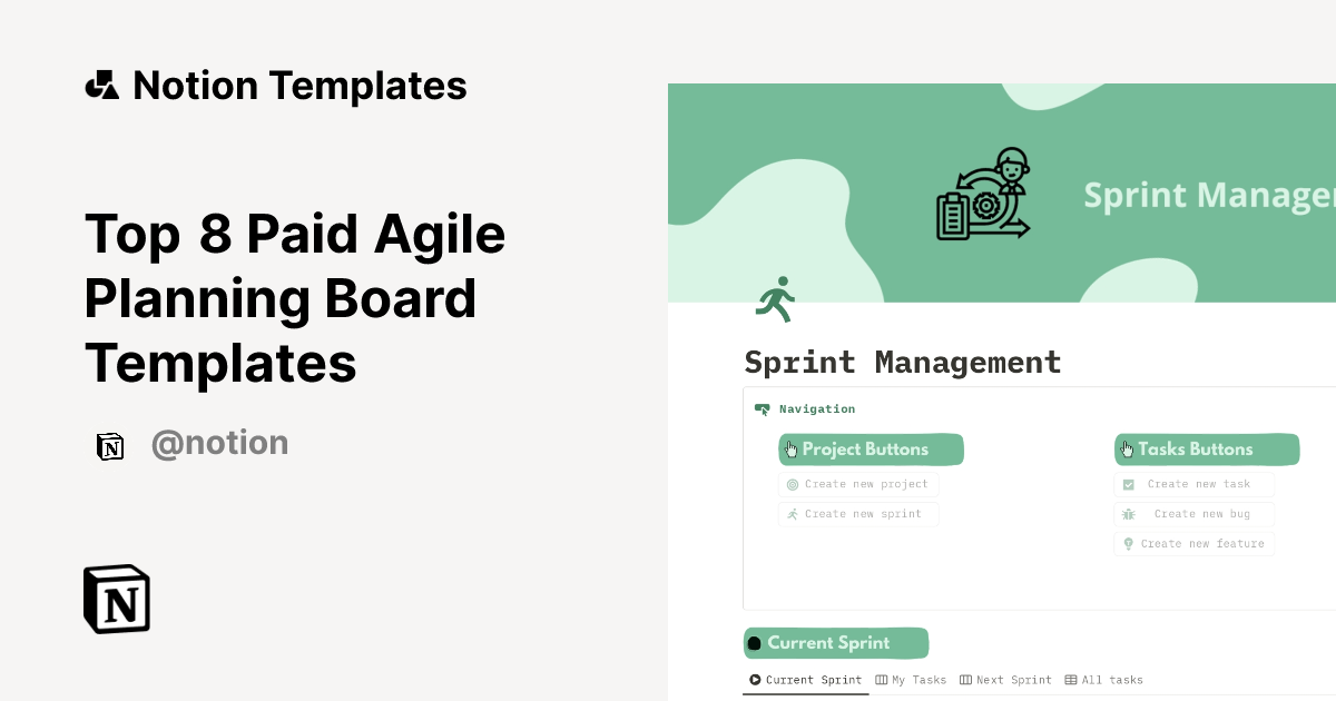 Top 8 Paid Agile Planning Board Templates | Notion Template Marketplace