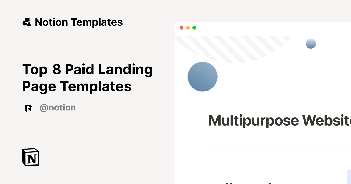 Top 8 Paid Landing Page Templates | Notion Template Marketplace