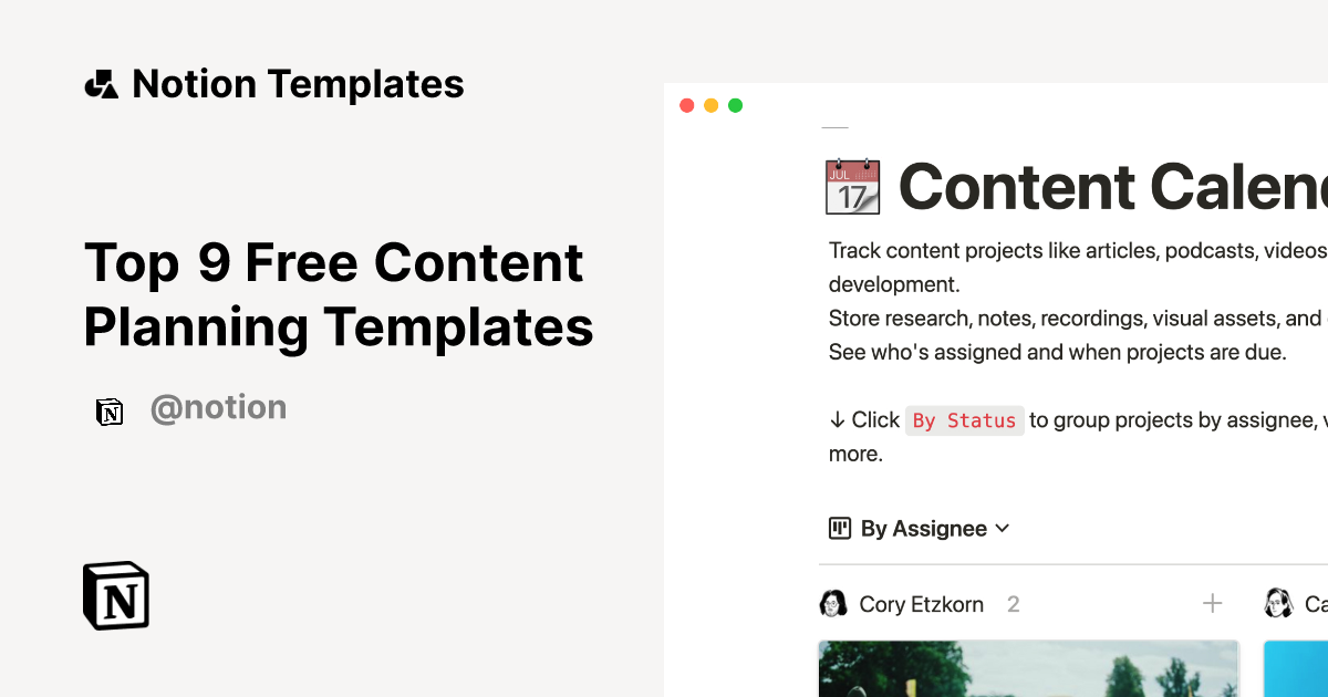 Top 9 Free Content Planning Templates | Notion Template Marketplace