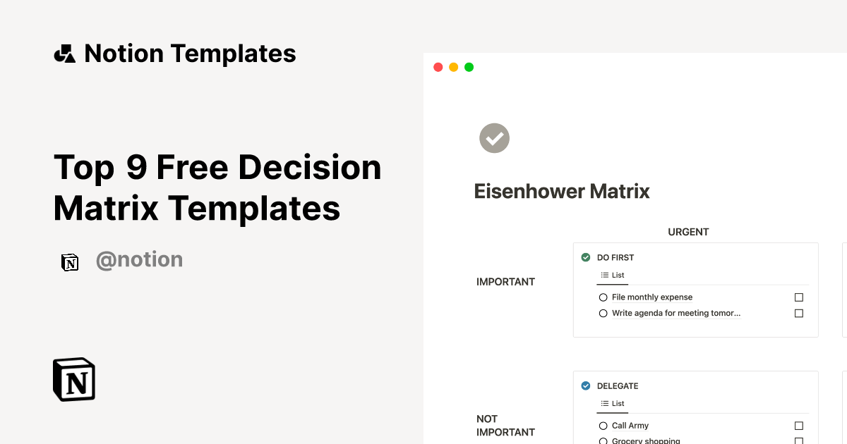 Top 9 Free Decision Matrix Templates | Notion Template Marketplace