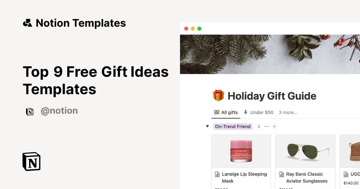 Top 9 Free Gift Ideas Templates | Notion Template Marketplace