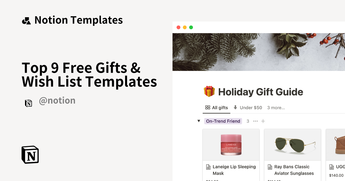 Top 9 Free Gifts & Wish List Templates | Notion Template Marketplace