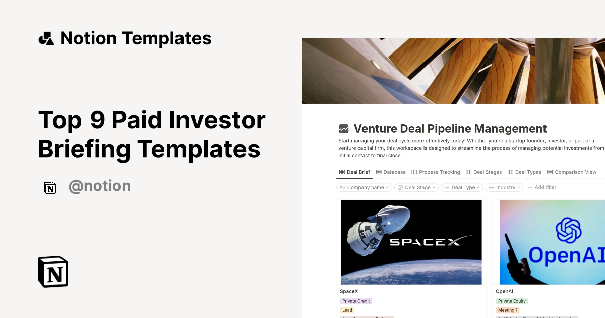 Top 9 Paid Investor Briefing Templates | Notion Template Marketplace