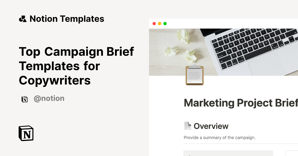 Top Campaign Brief Templates for Copywriters | Notion Template Marketplace