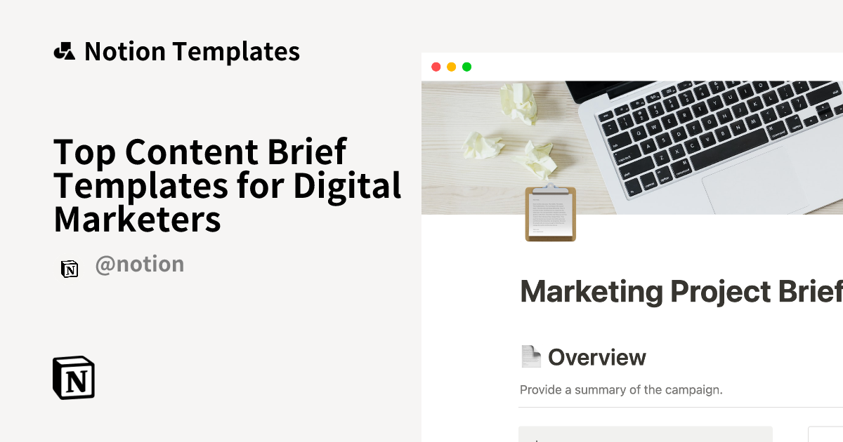 Top Content Brief Templates for Digital Marketers | Notion Template ...