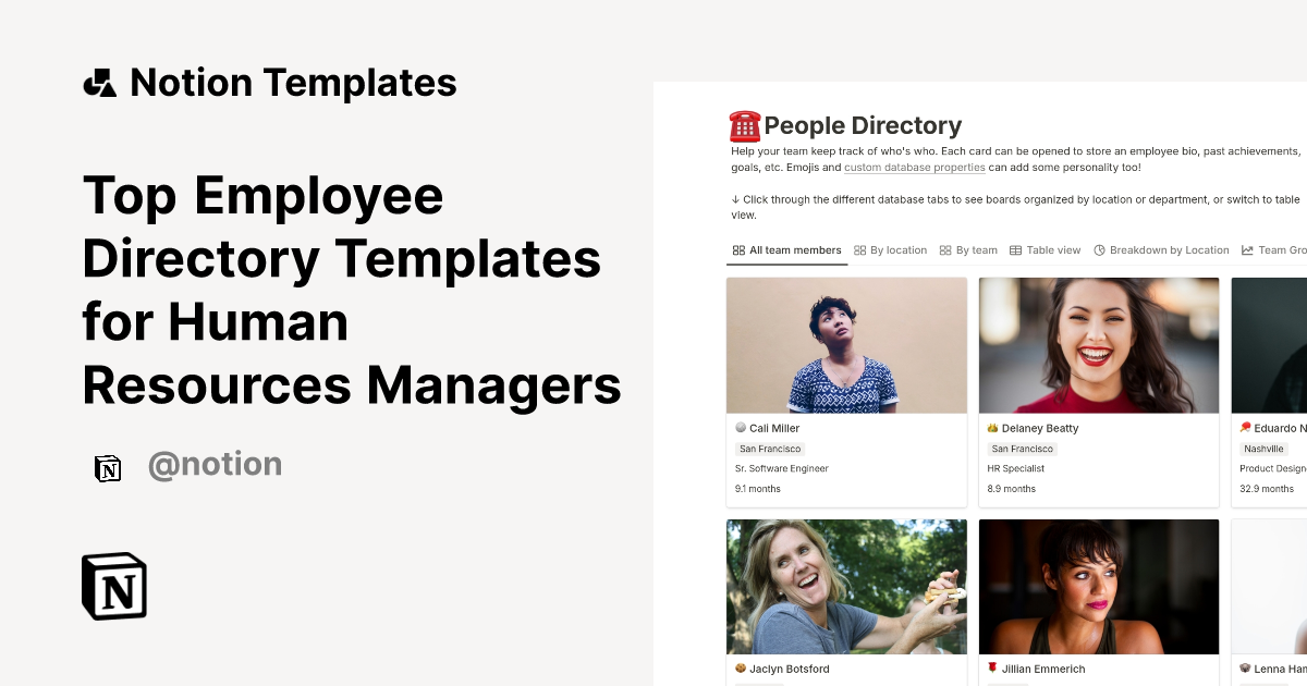 Top Employee Directory Templates for Human Resources Managers | Notion ... Top Employee Directory Templates for Human Resources Managers | Notion ...