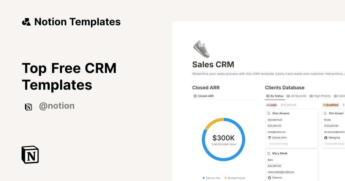 Top Free CRM Templates | Notion Template Marketplace