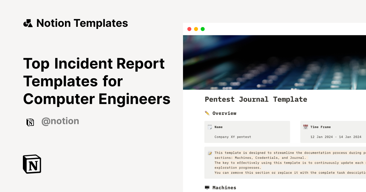Top Incident Report Templates for Computer Engineers | Notion Template ...