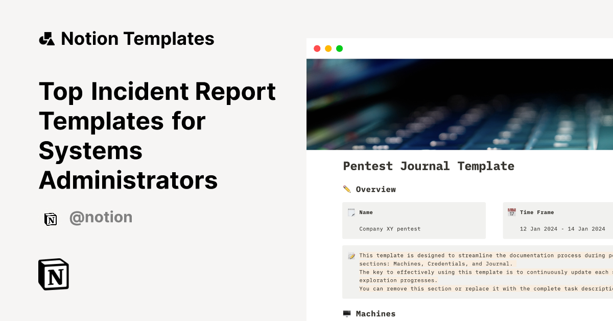 Top Incident Report Templates for Systems Administrators | Notion ...