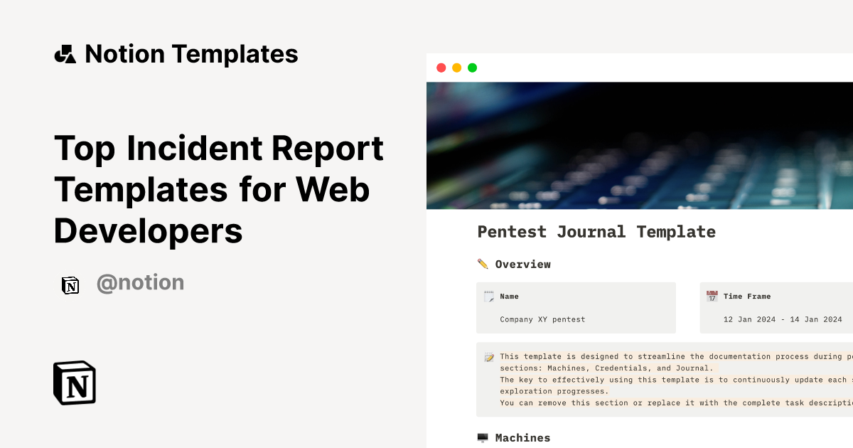 Top Incident Report Templates for Web Developers | Notion Template ...