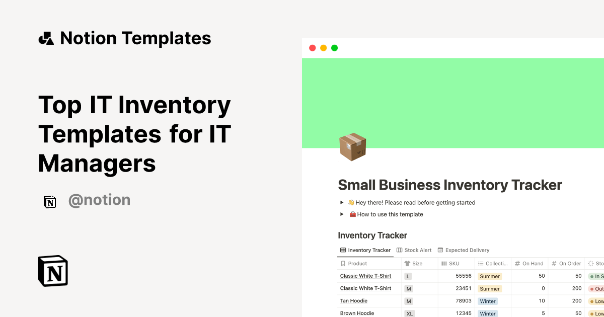 Top IT Inventory Templates for IT Managers | Notion Template Marketplace