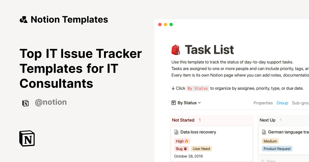 Top IT Issue Tracker Templates for IT Consultants | Notion Template ...