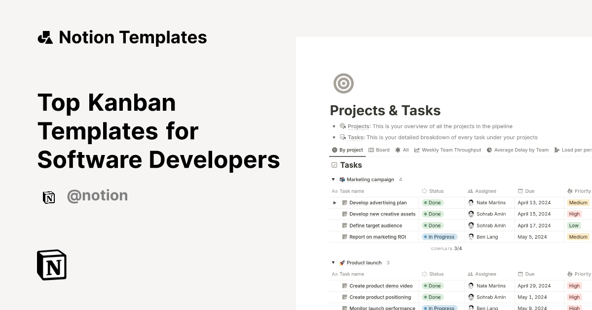 Top Kanban Templates for Software Developers | Notion Template Marketplace