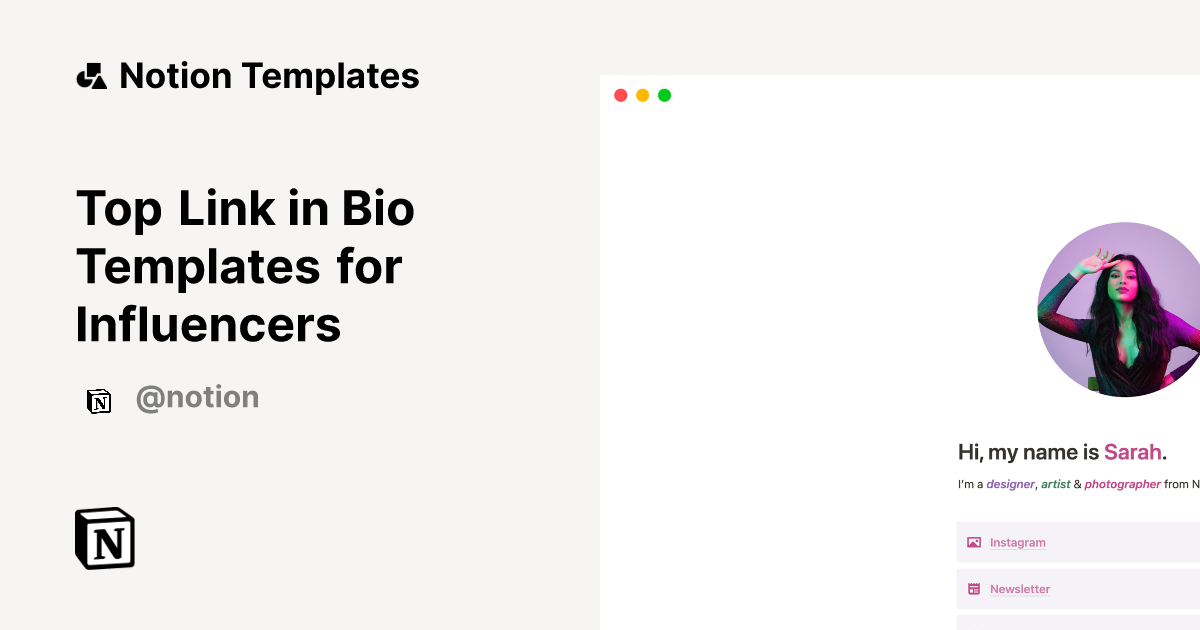 Top Link in Bio Templates for Influencers | Notion Template Marketplace