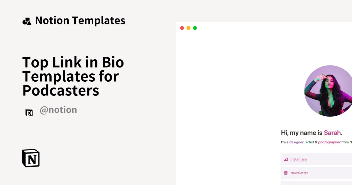 Top Link in Bio Templates for Podcasters | Notion Template Marketplace