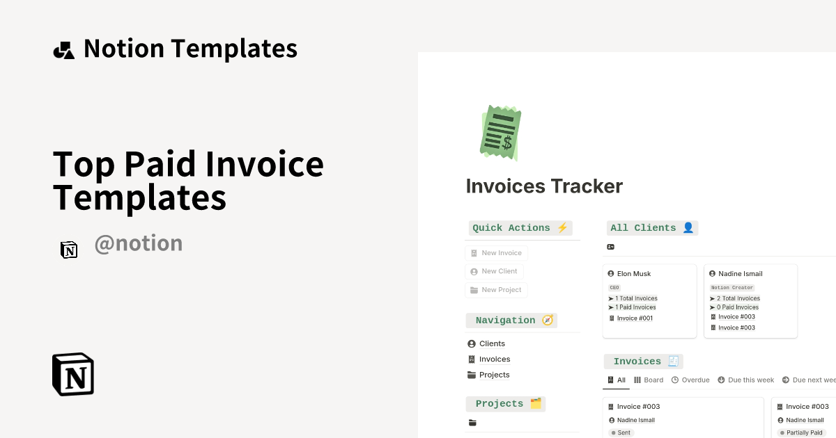 Top Paid Invoice Templates | Notion Template Marketplace