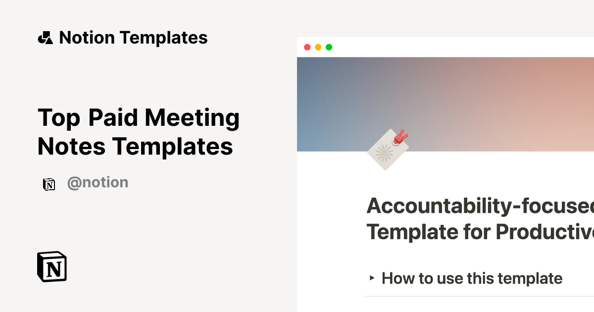 Top Paid Meeting Notes Templates | Notion Template Marketplace