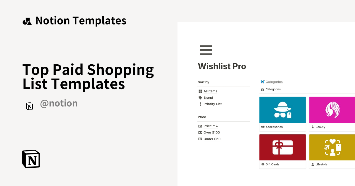 Top Paid Shopping List Templates | Notion Template Marketplace