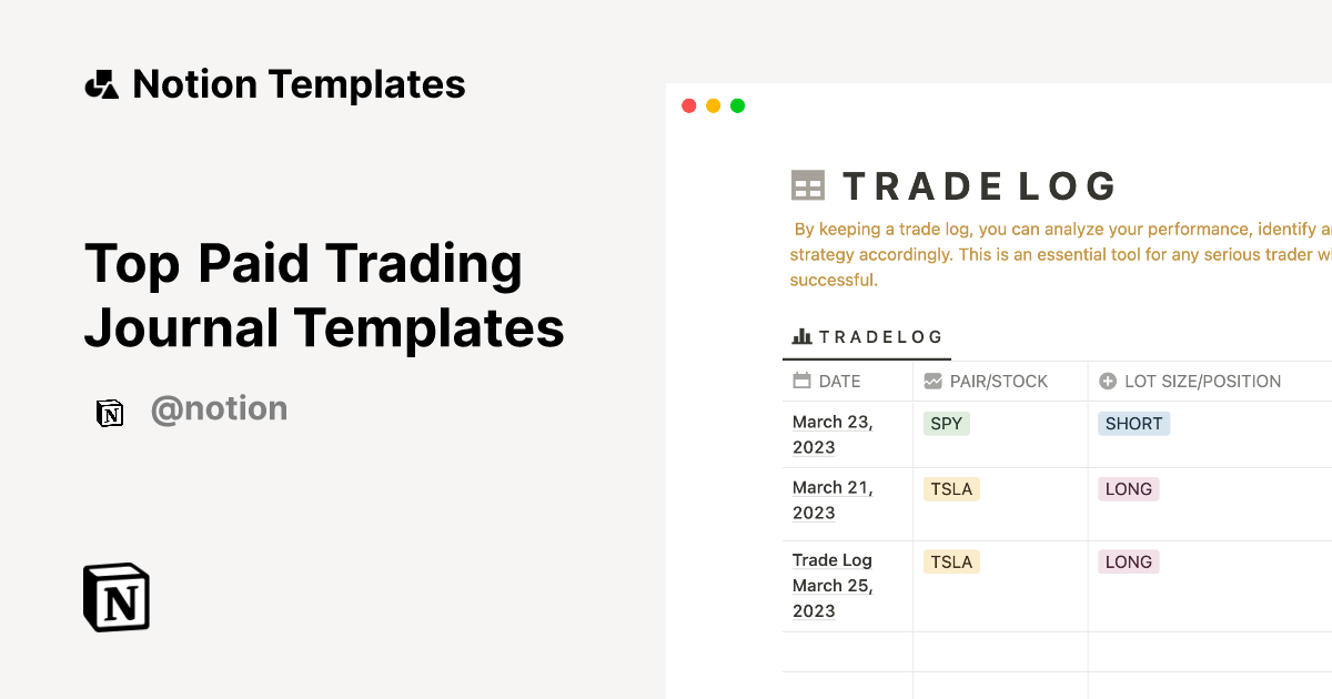 Top Paid Trading Journal Templates | Notion Template Marketplace