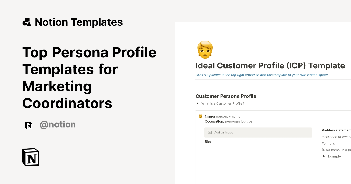 Top Persona Profile Templates for Marketing Coordinators | Notion ...