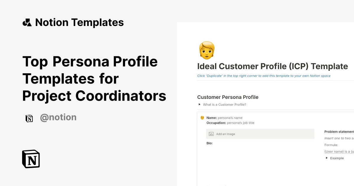 Top Persona Profile Templates for Project Coordinators | Notion ...