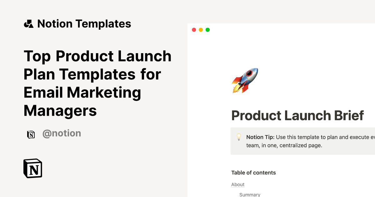 Top Product Launch Plan Templates for Email Marketing Managers | Notion ...