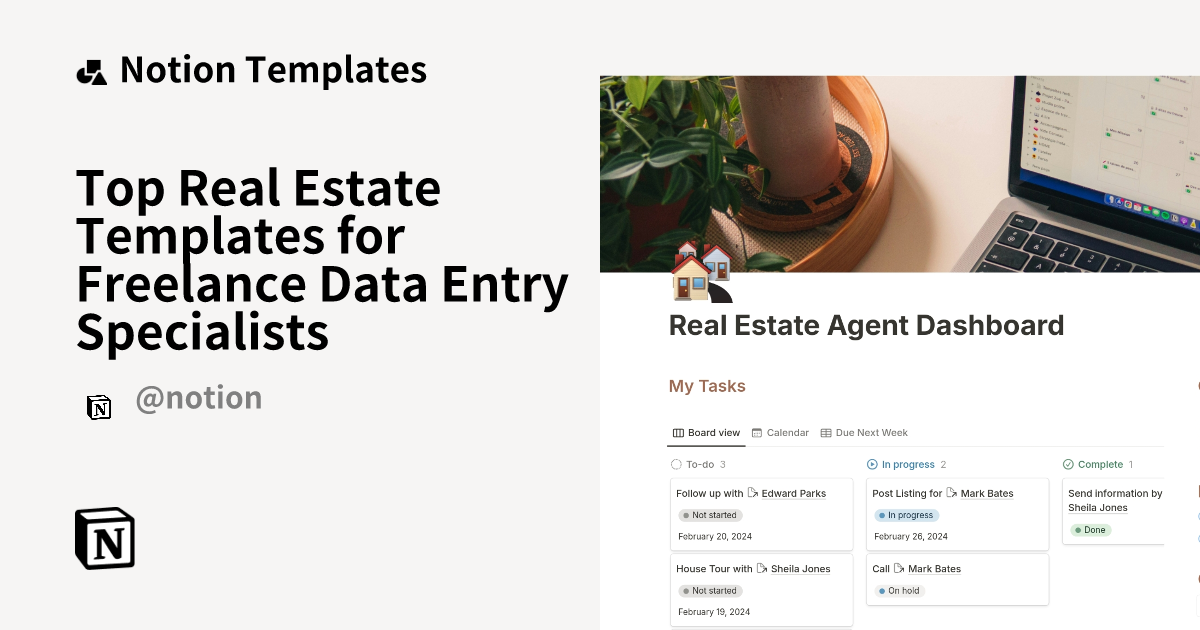 Top Real Estate Templates for Freelance Data Entry Specialists | Notion ...