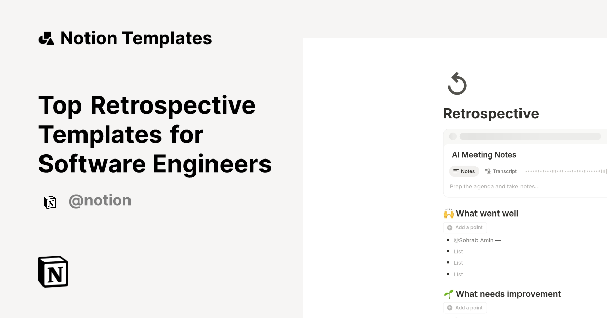 Top Retrospective Templates for Software Engineers | Notion Template ...